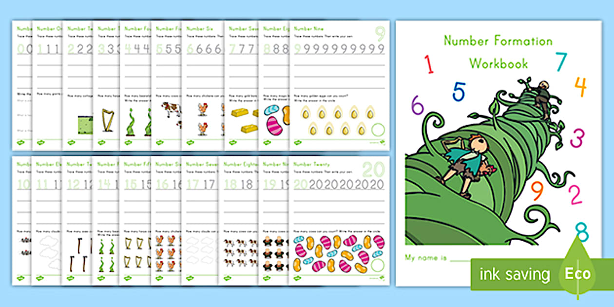 Jack and the Beanstalk Number Formation Workbook - Twinkl