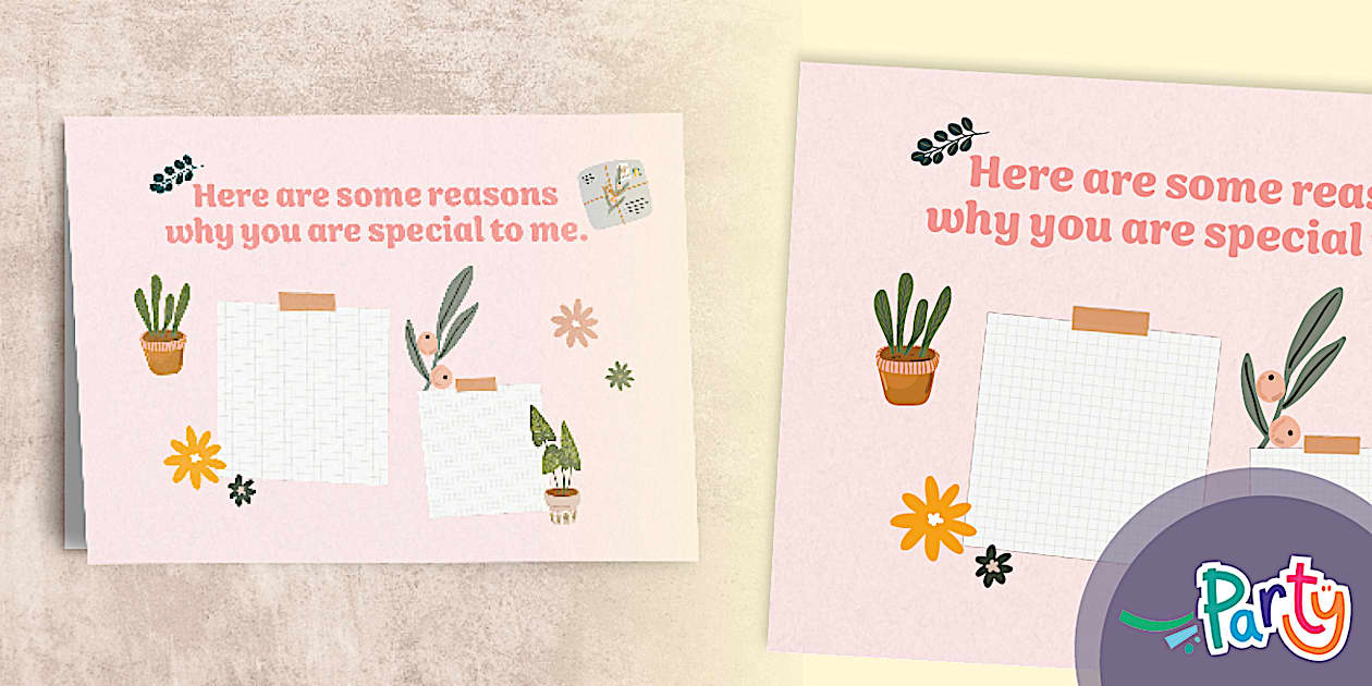 Reasons Why You're Special To Me Card | Twinkl Party