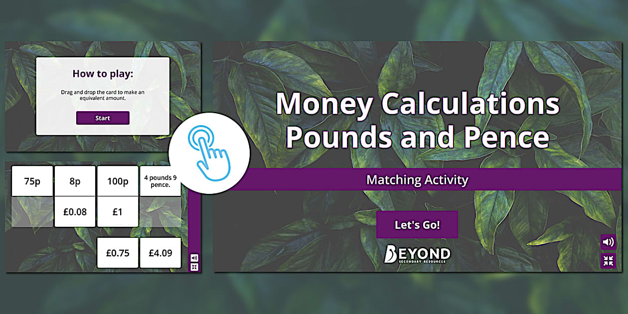 Money Calculations - Pounds and Pence Matching Activity