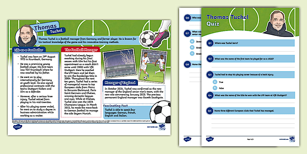 Thomas Tuchel Fact File and Quiz - Twinkl - KS2 - Twinkl