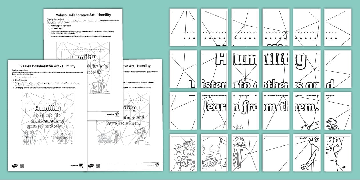 Values Collaborative Art - Humility (teacher made) - Twinkl