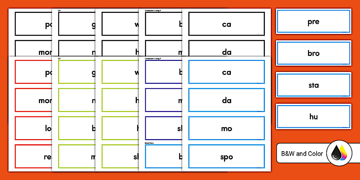 Open Syllable Word Cards for 2nd-3rd Grade (teacher made)