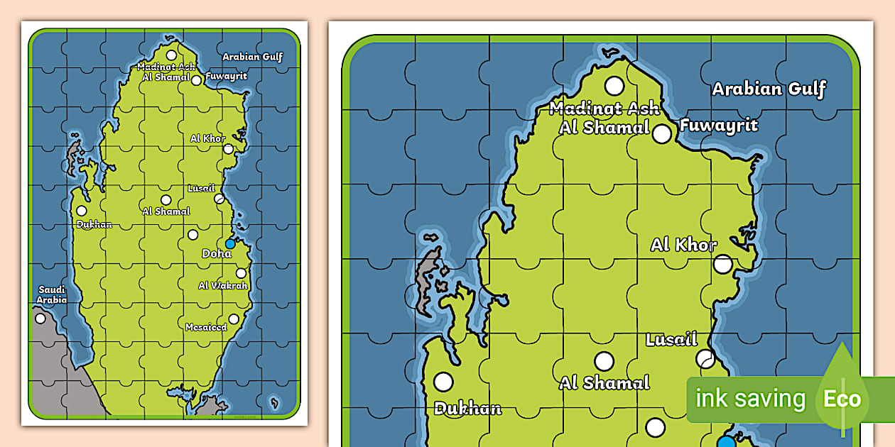 Qatar Map Jigsaw Puzzle (teacher made) - Twinkl