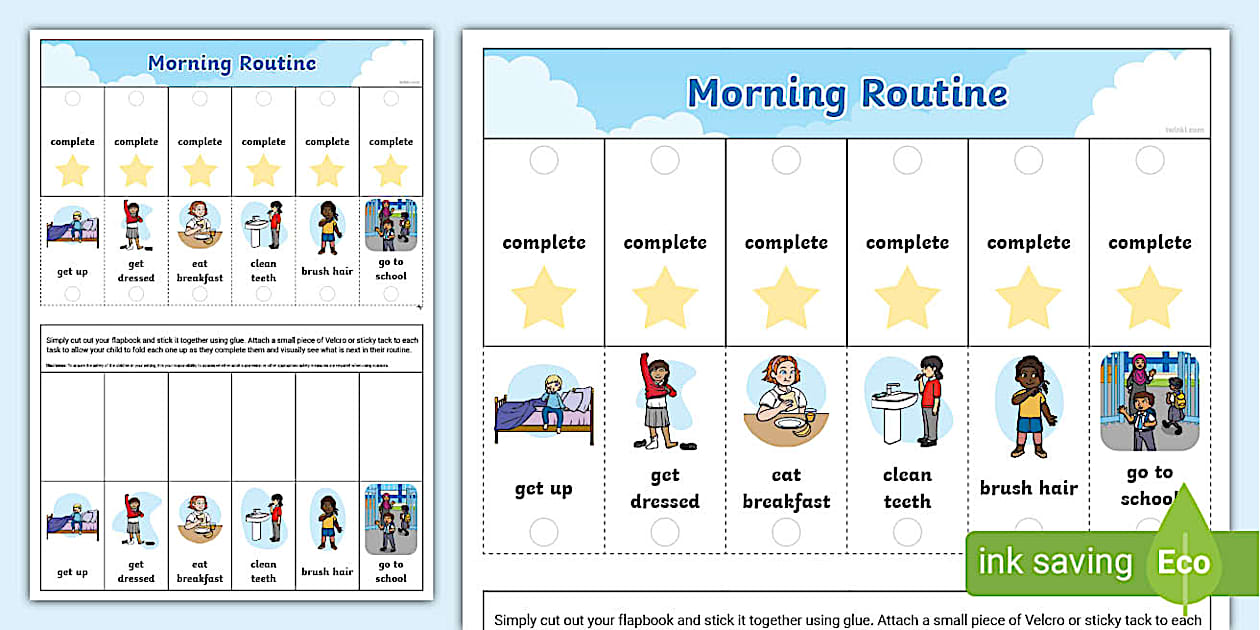 Morning Visual Routine Flapbook (teacher made) - Twinkl