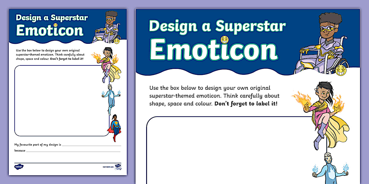 Design Your Own Superstar Emoticon Activity Sheet - Twinkl