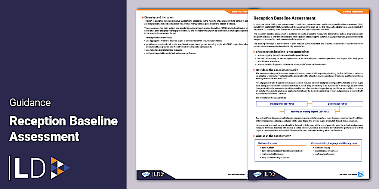 Reception Baseline Assessment Guidance (teacher made)