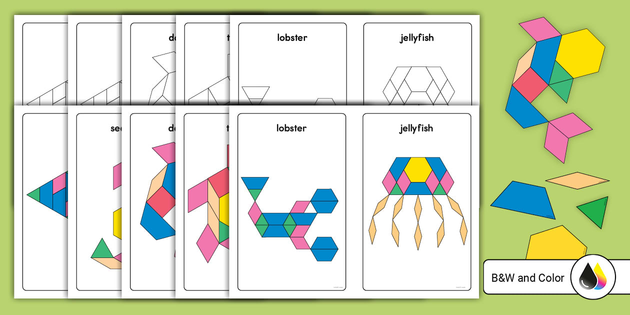 Ocean Pattern Block Cards (Teacher-Made) - Twinkl