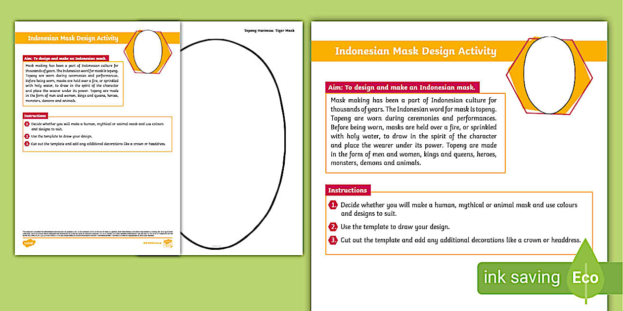 Indonesian Mask Design Activity (Teacher-Made) - Twinkl