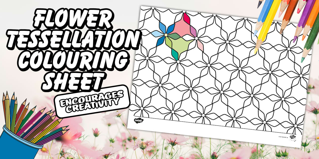 Flower Tessellation Colouring Sheet