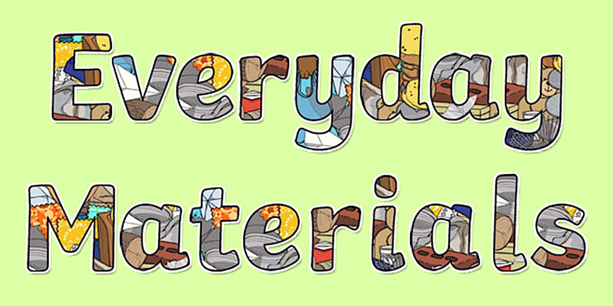 Cursive Everyday Materials Display Lettering - Twinkl