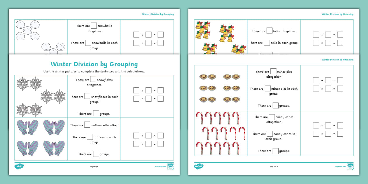 Winter Division by Grouping Activity - Twinkl - KS1 - Twinkl