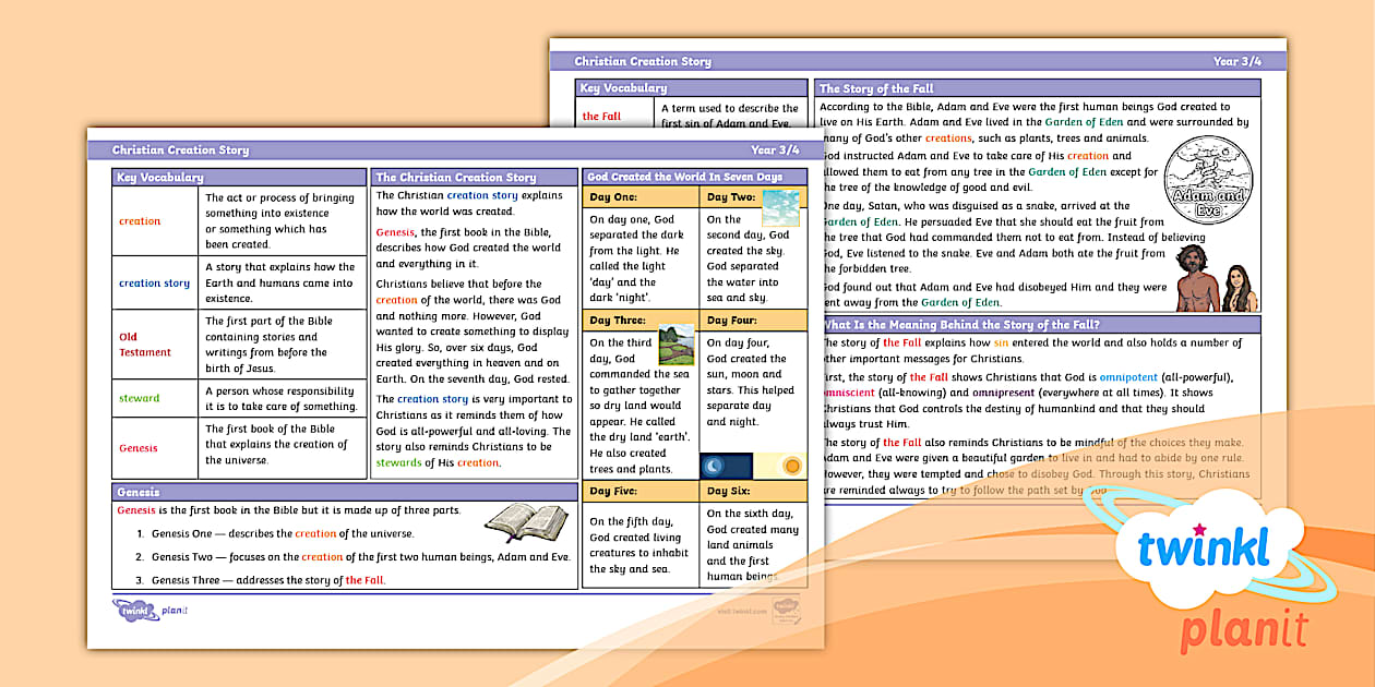 Creation Knowledge Organiser Y3/4 (teacher made) - Twinkl