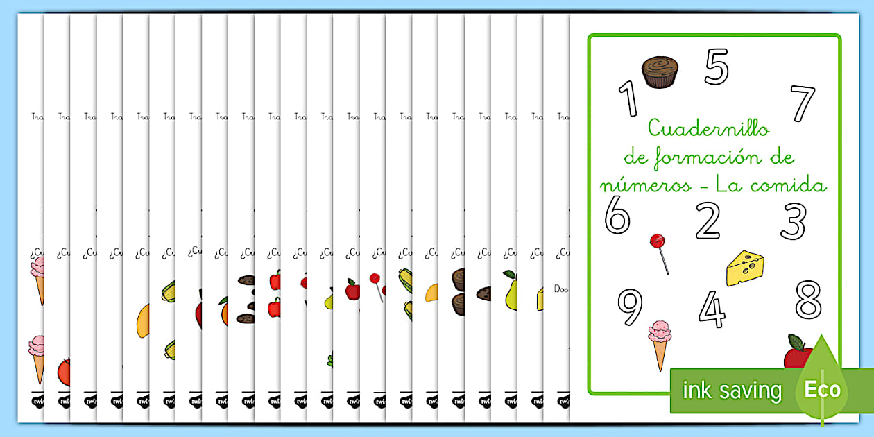 Cuadernillo de formación de números | Comida | Twinkl
