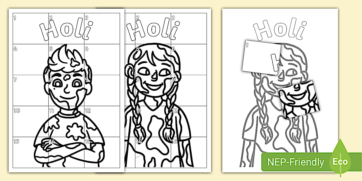 Holi Colouring - Sticker Puzzle (Teacher-Made) - Twinkl