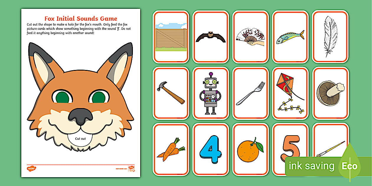 Fox Initial Sound Game: Letter f Twinkl (teacher made)