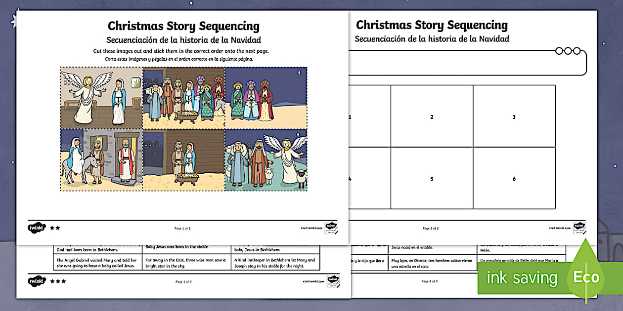Christmas Story Sequencing Worksheet / Worksheet English/Spanish ...