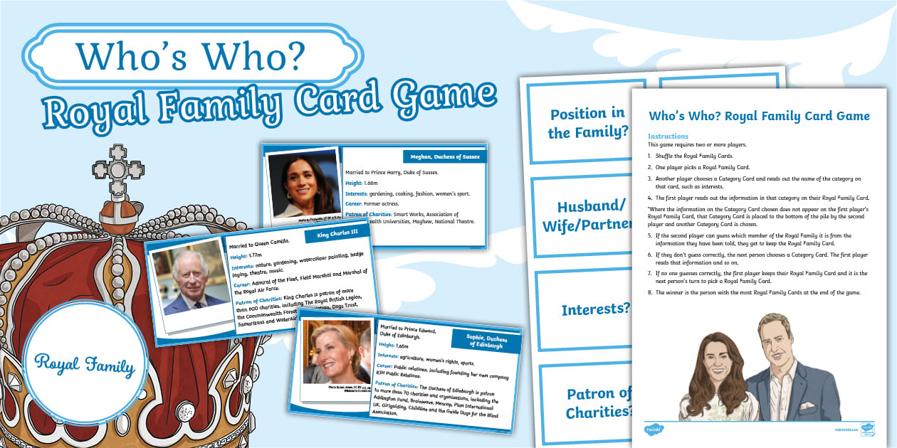 KS2 Who's Who? Royal Family Card Game - Twinkl