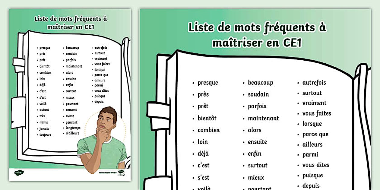 Liste de mots fréquents à maîtriser en CE1 (teacher made)
