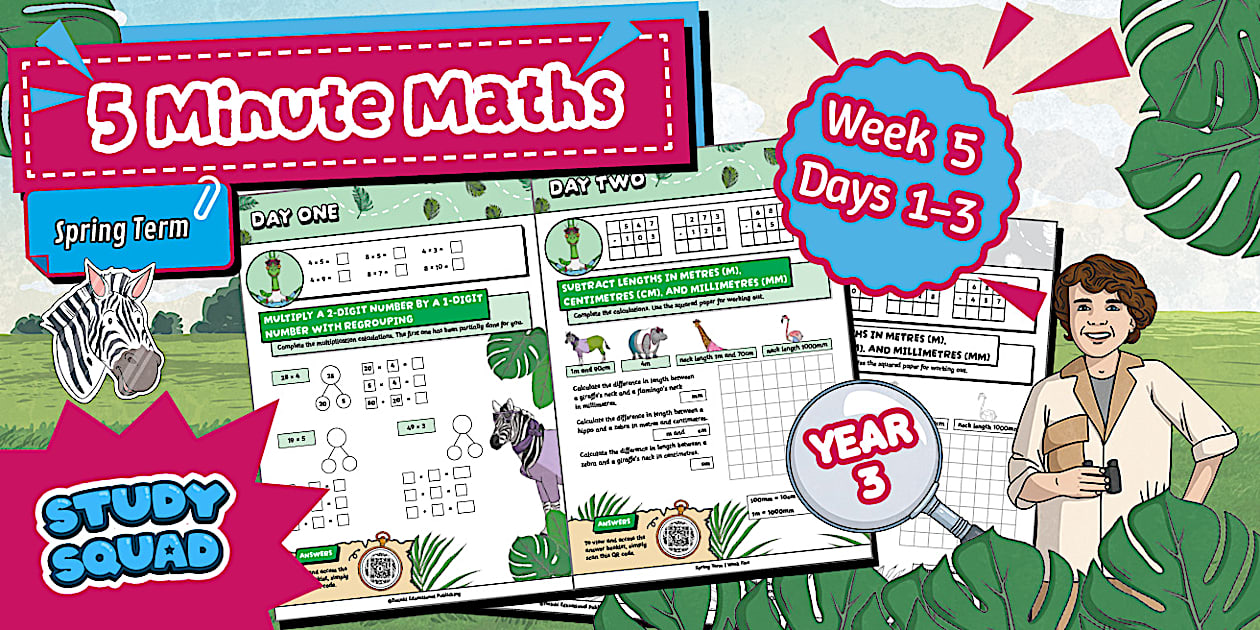 👉 Study Squad 5 Minute Maths - Year 3 Spring - Week 5 Days 1-3