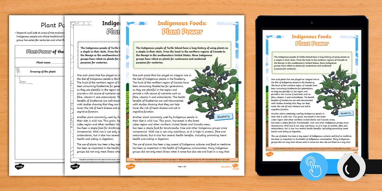 FREE! - Indigenous Foods: Plant Power Reading Activity