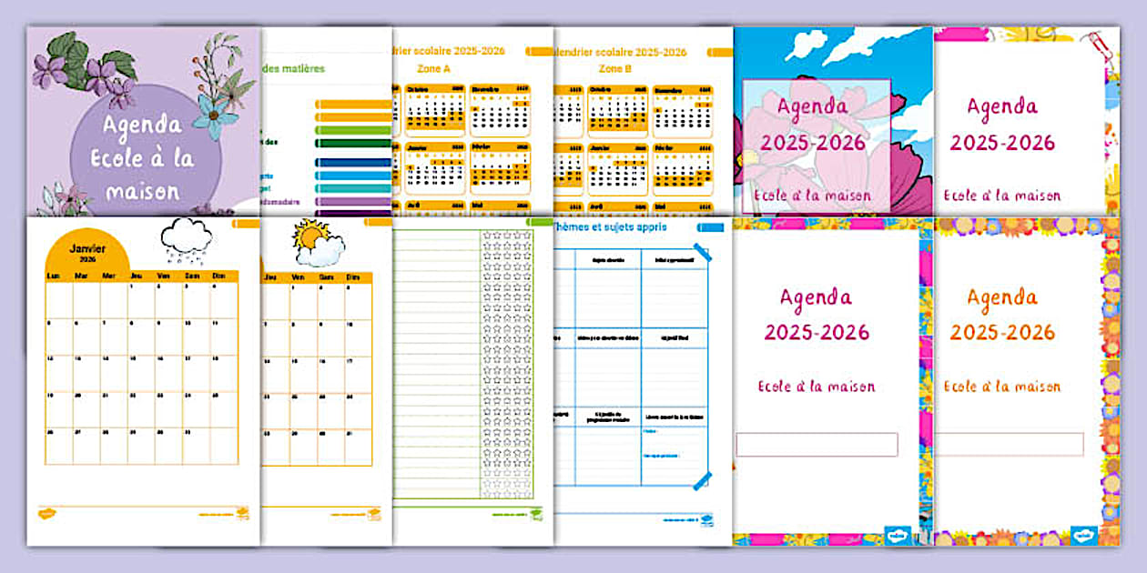 Agenda l'école à la maison 2025-2026 (teacher made)