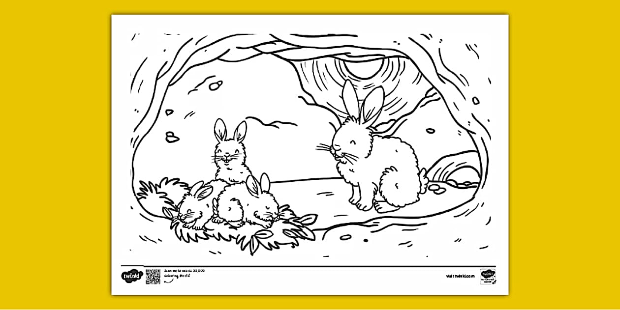 Rabbit Warren Colouring Sheet | Colouring Sheets - Twinkl