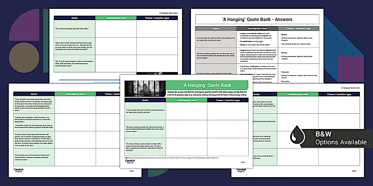 'A Hanging' Quote Bank (teacher made) - Twinkl