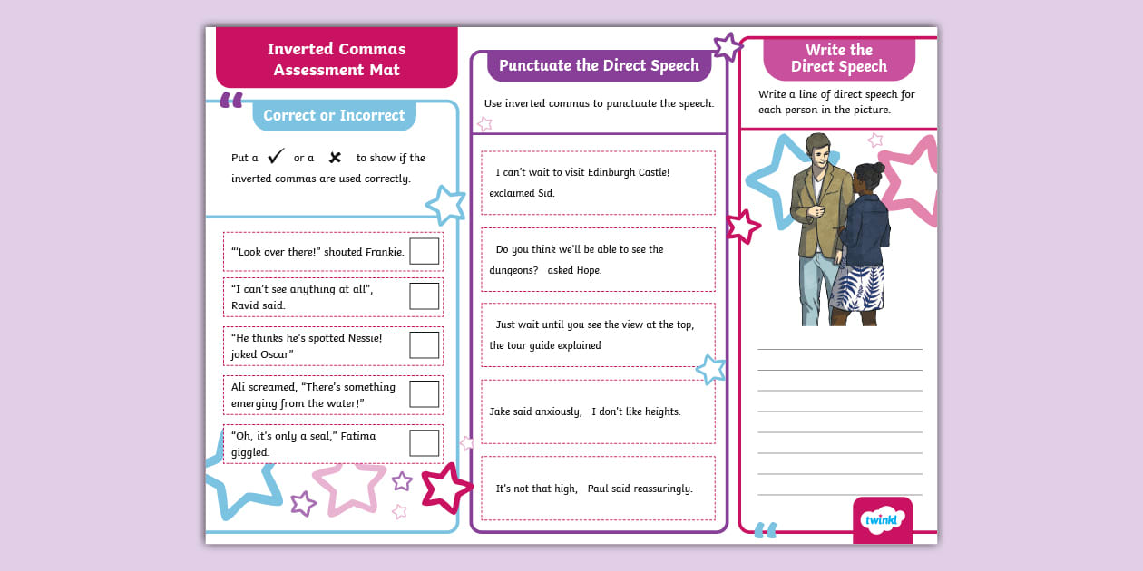 When to Use Inverted Commas Assessment Mat (teacher made)