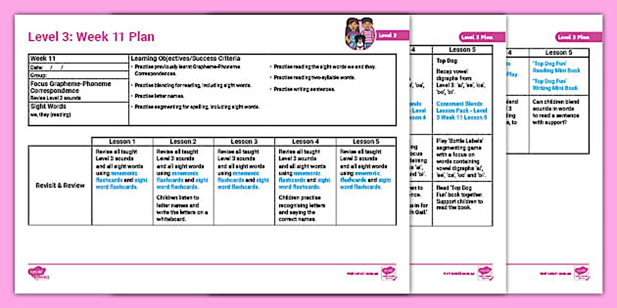 Level 3 Week 11 - Recaps Weeks 4-6 Plan (teacher made)
