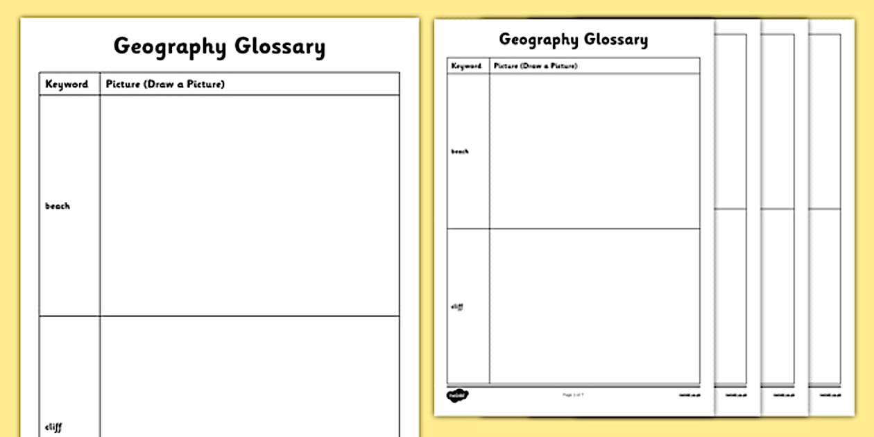 Editable Physical Geography KS1 Picture Glossary Activity