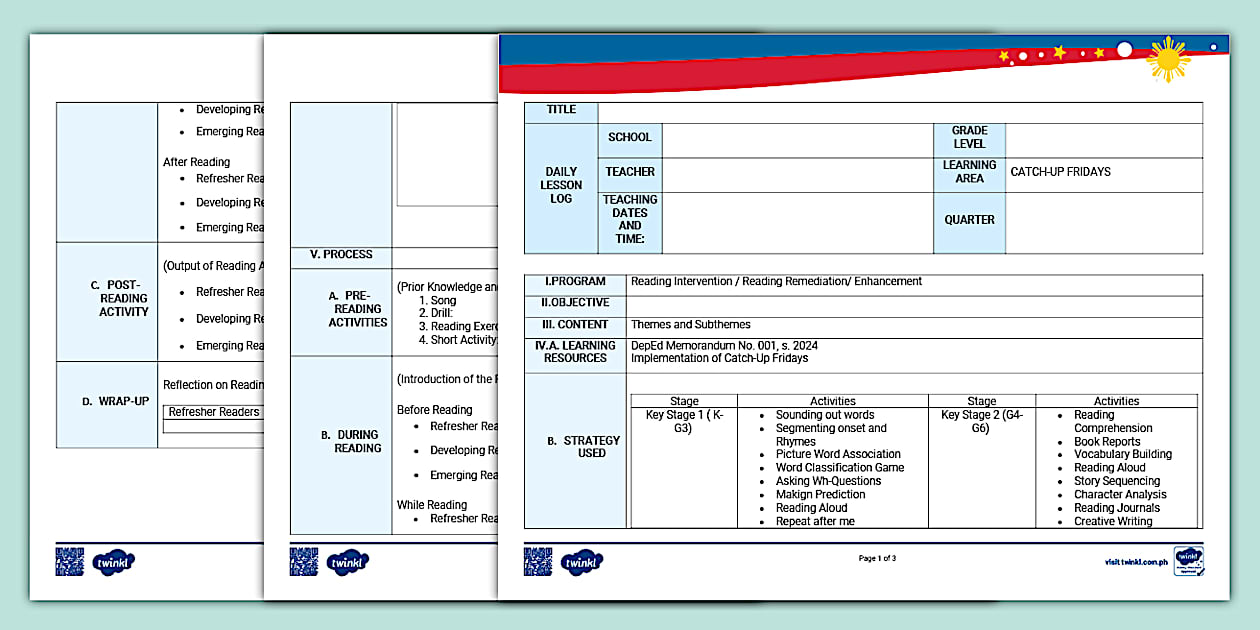 Matatag Curriculum Catch-Up Friday Lesson Plan - Twinkl