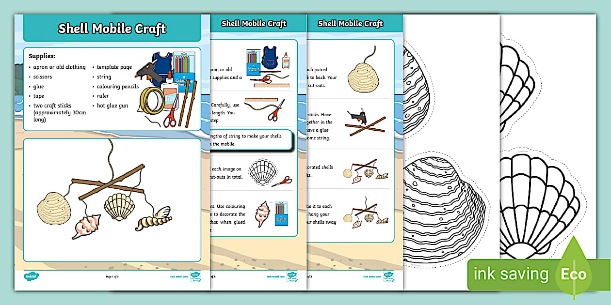Shells Mobile Craft (Teacher-Made) - Twinkl