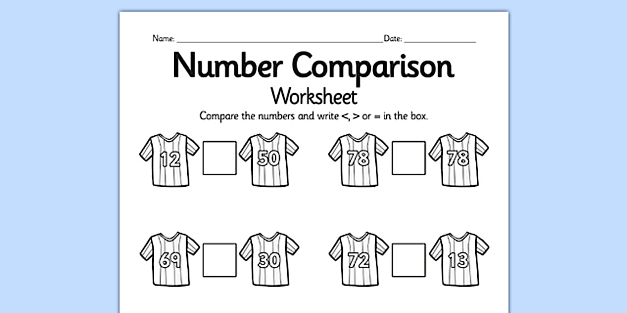 Footall Number Comparison Worksheet Differentiated - Twinkl