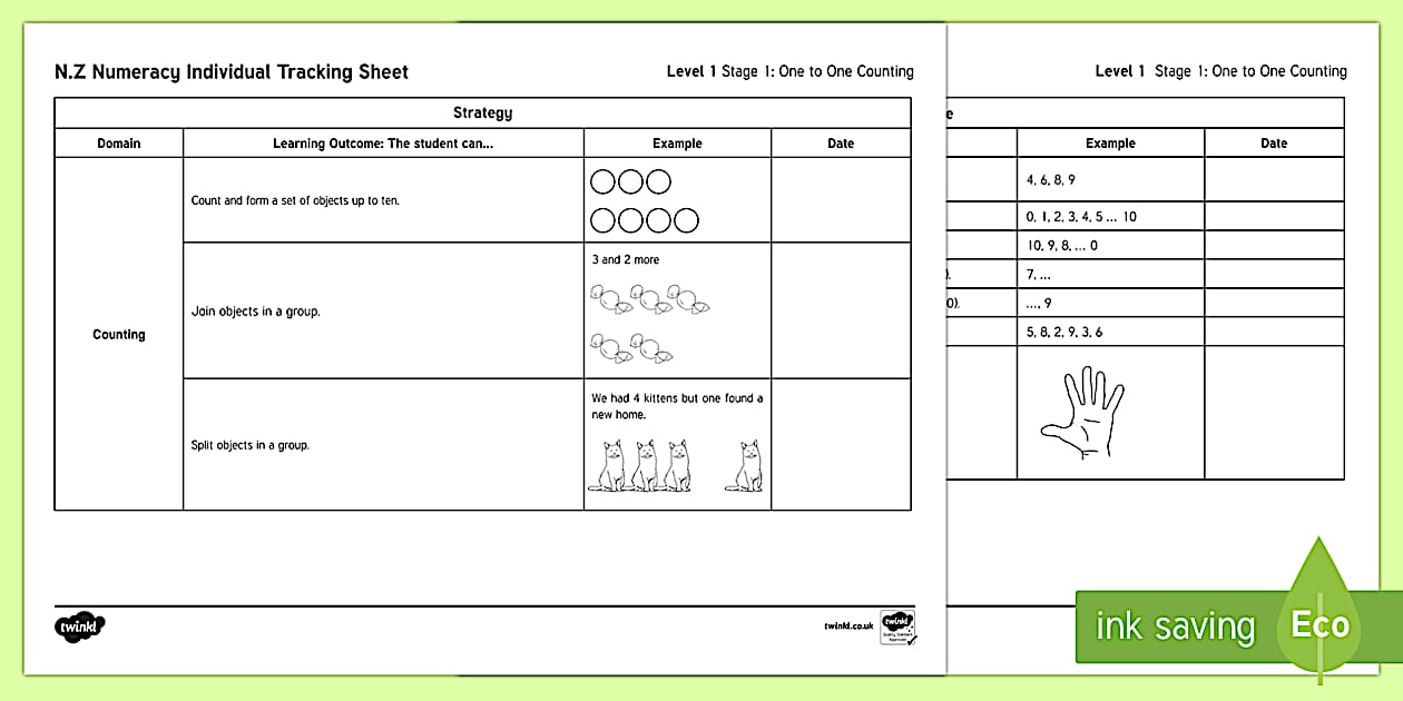 Stage 1 Numeracy Individual Assessment Checklist - Twinkl
