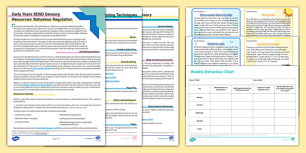 EYFS Behaviour Regulation Pack | SEND Sensory Resources