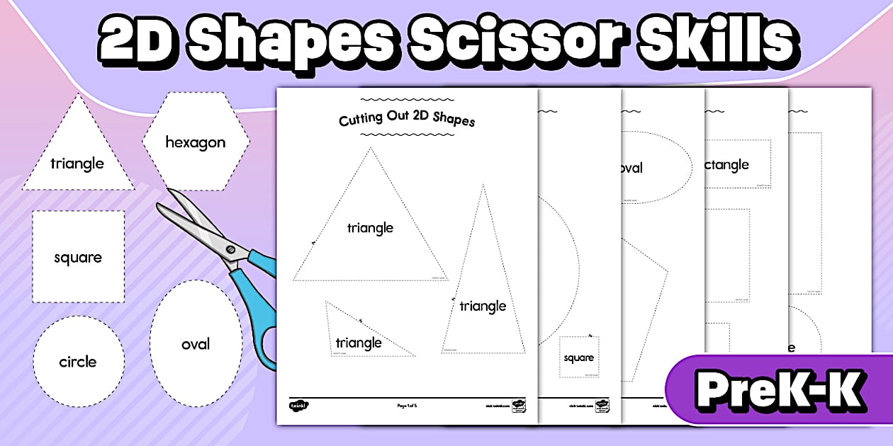 2D Shapes Scissor Skills Worksheets