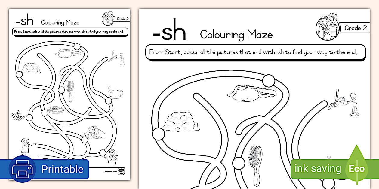 Grade 2 Phonics: Colouring Maze -sh (teacher made) - Twinkl