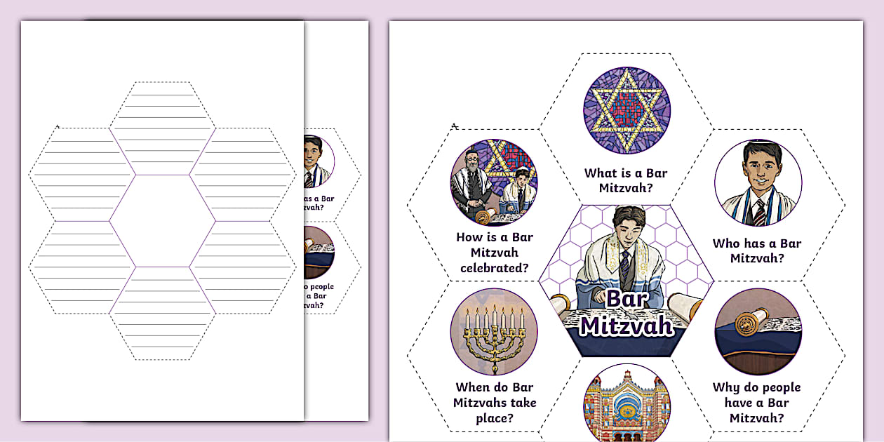 Bar Mitzvah Hexagon Writing Template (teacher made) - Twinkl