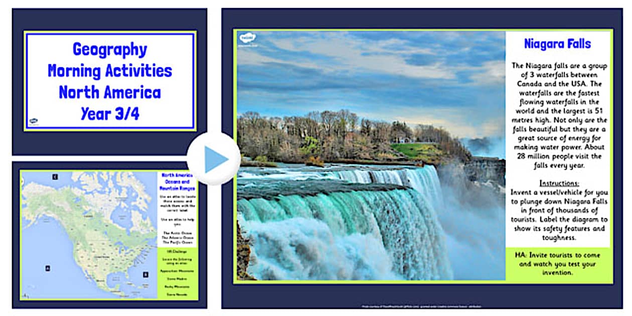 Year 3 4 North America Geography Morning Activities PowerPoint