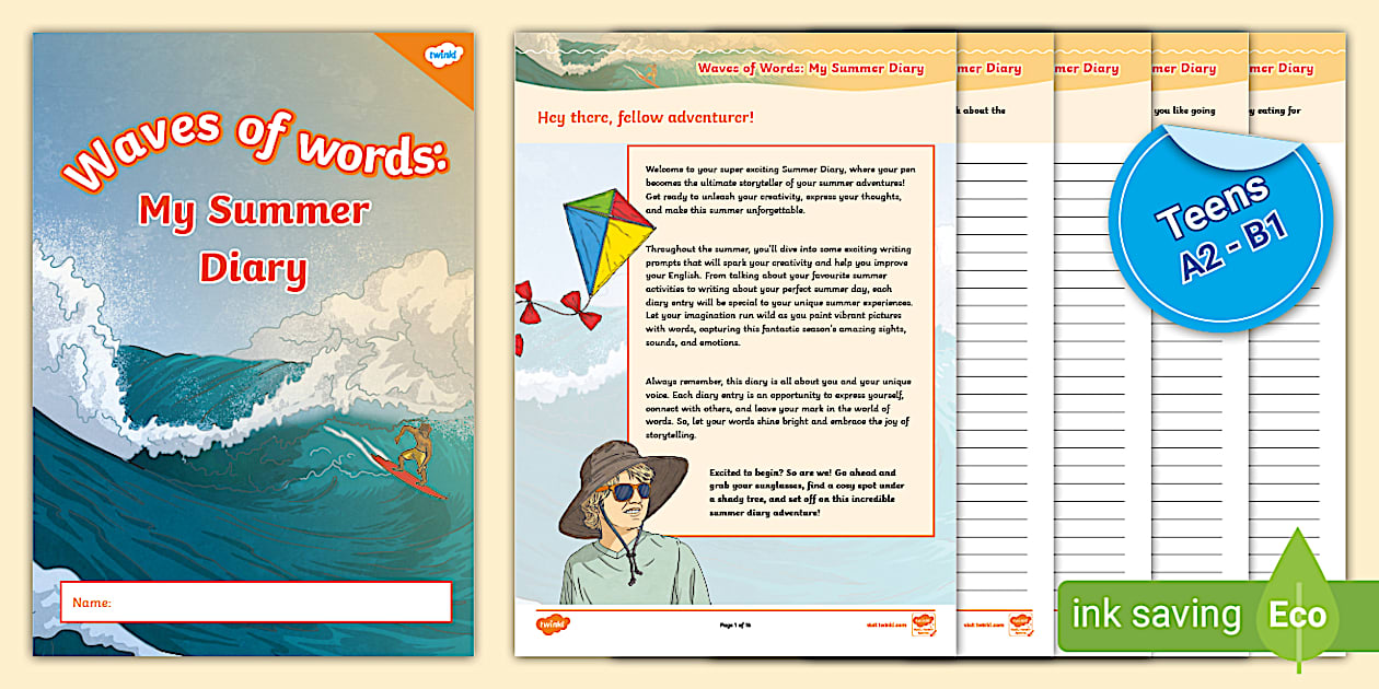 Waves of Words: My Summer Diary [Teens, A2-B1] - Twinkl