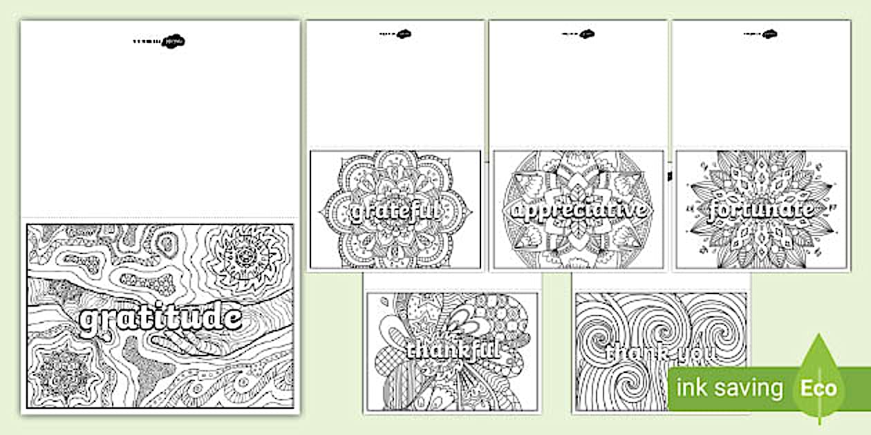 Mindfulness Colouring-Gratitude-Cards - Twinkl