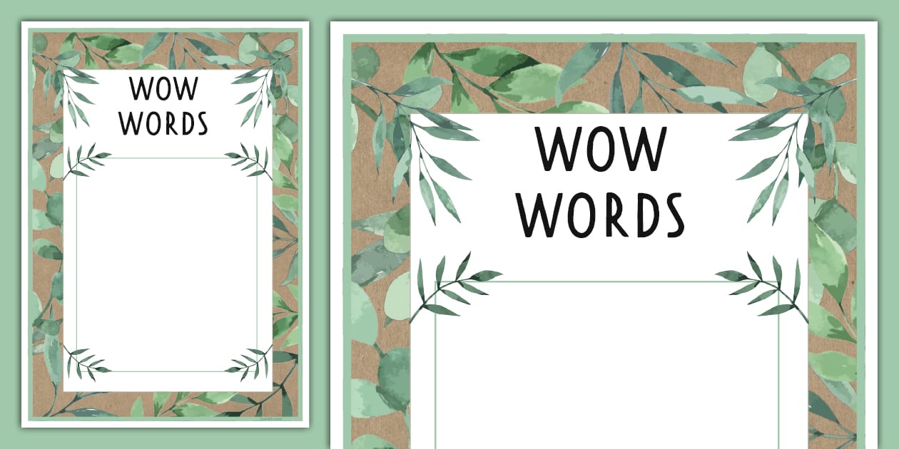 Muted Botanical Themed Wow Words Display Poster - Twinkl