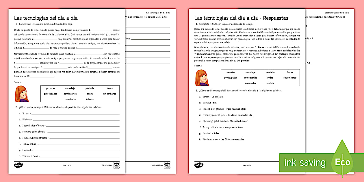 New Technologies Differentiated Reading Comprehension Worksheet / Worksheet