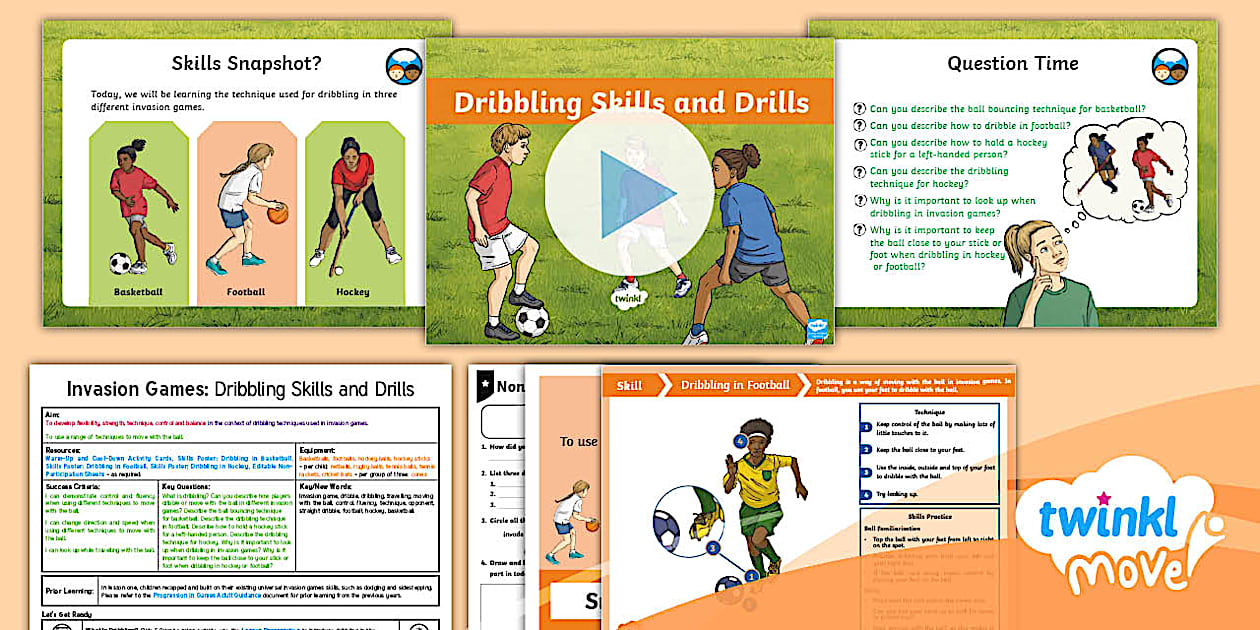 Twinkl Move PE - Year 4 Invasion Games Lesson 2 - Dribbling Skills and ...