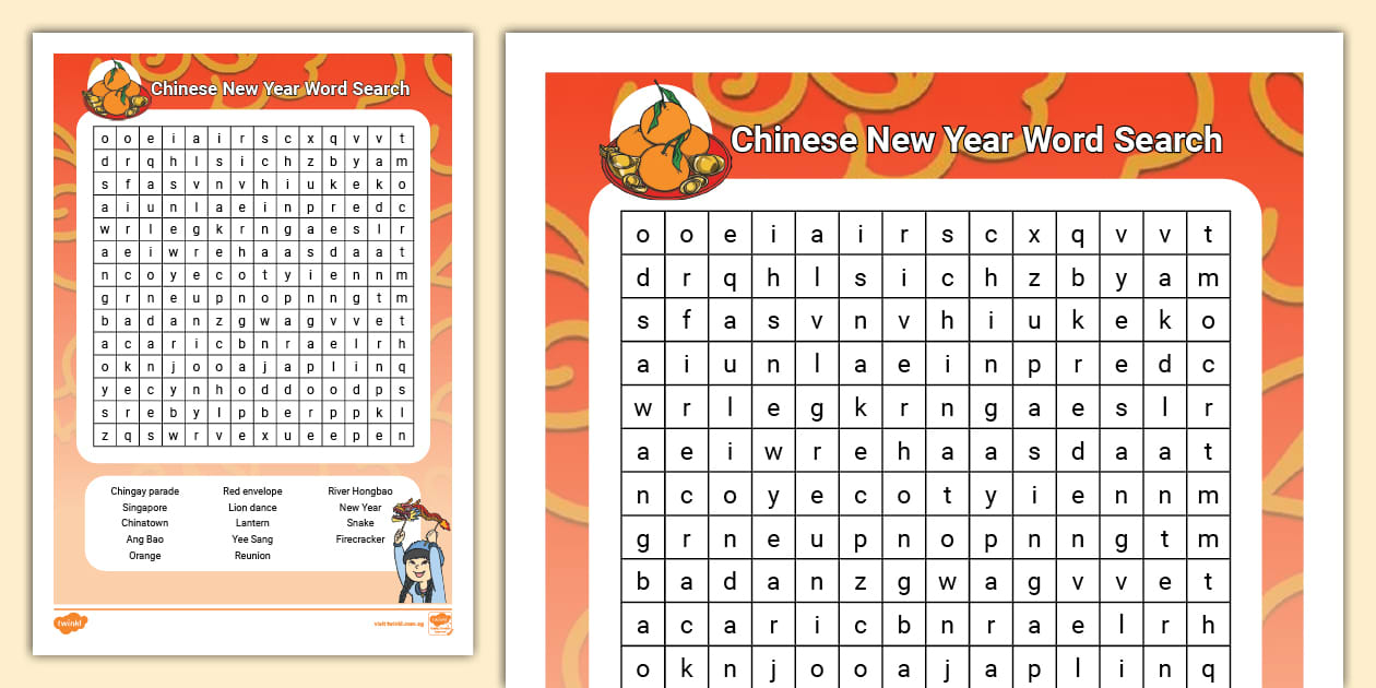 Singapore Chinese New Year Word Search (teacher made)