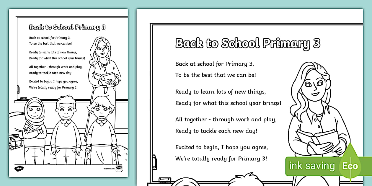 Back to School Primary 3 Poem (teacher made) - Twinkl