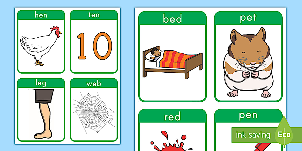 CVC Word Cards (e) (teacher made) - Twinkl