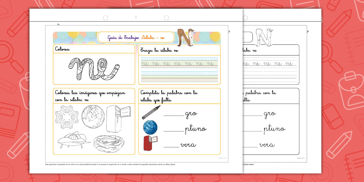 Guía de Trabajo: Sílaba - ne (Hecho por educadores)