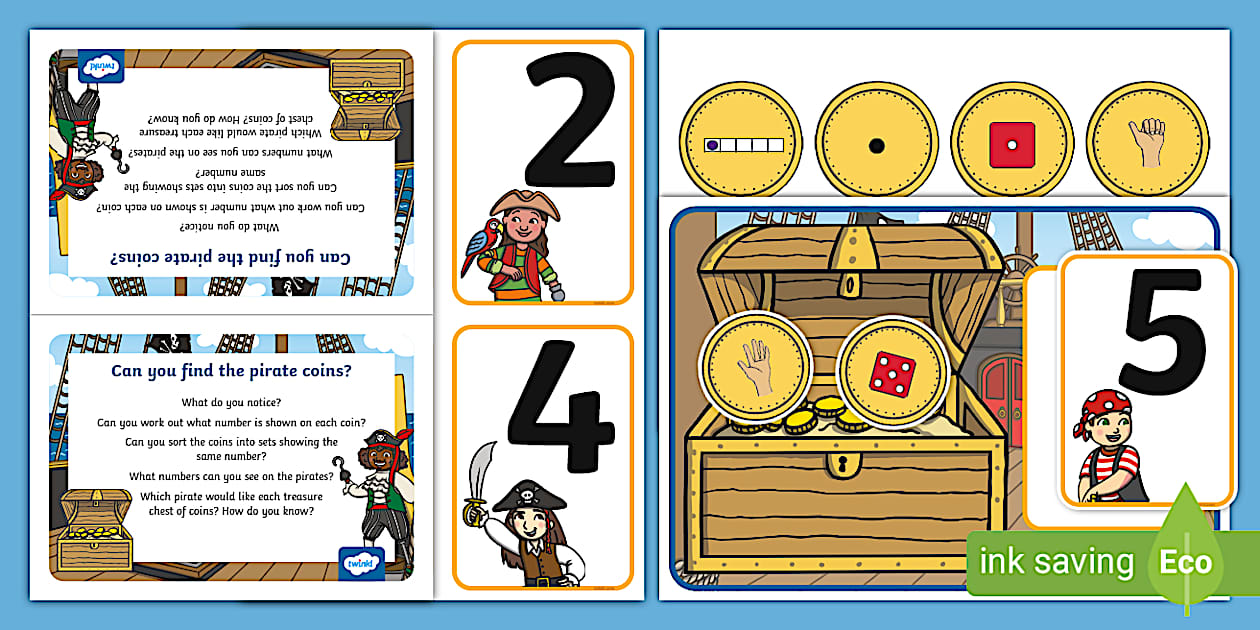 👉 Pirate Treasure Matching Numerals and Quantities Activity