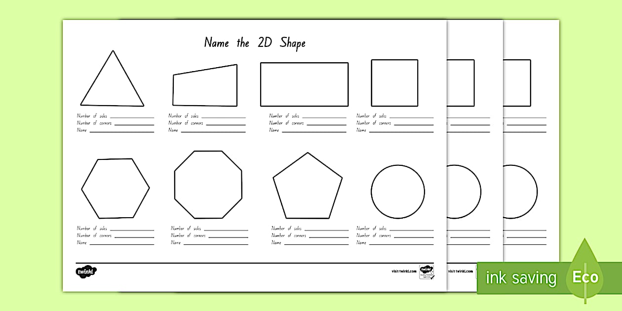 Name the 2D Shape Worksheet / Worksheet - Twinkl